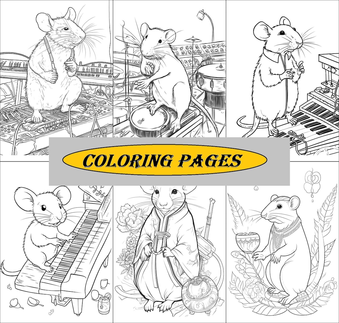 144 Coloring Pages - Cute Rat . Colouring Book PDF - Etsy