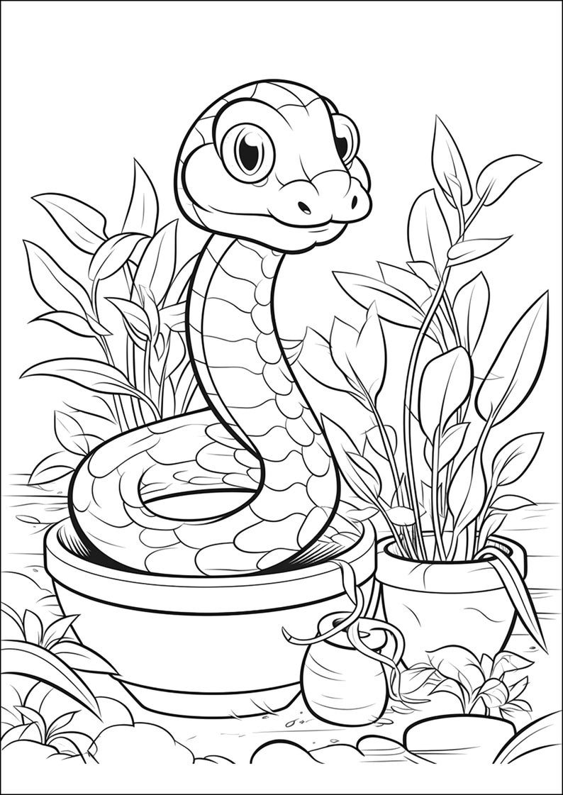 93 Coloring Pages - Cute Snake . Colouring Book PDF - Etsy