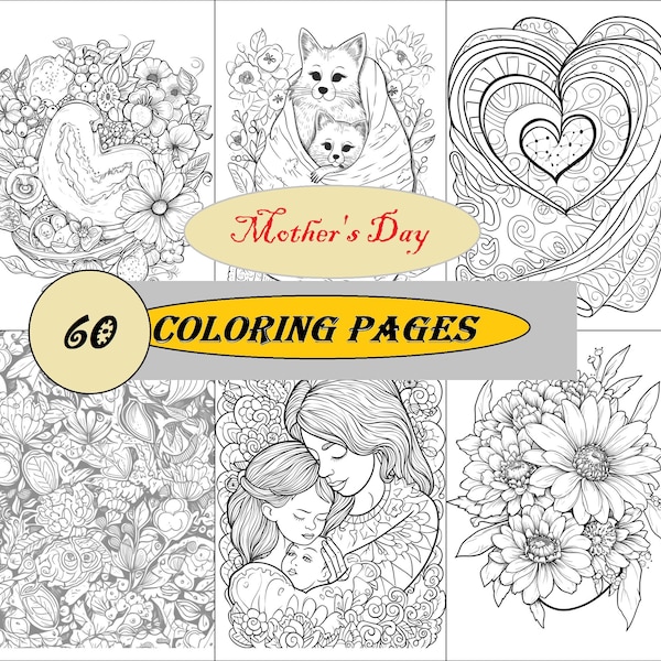 Mother Day Coloring Pages - Etsy