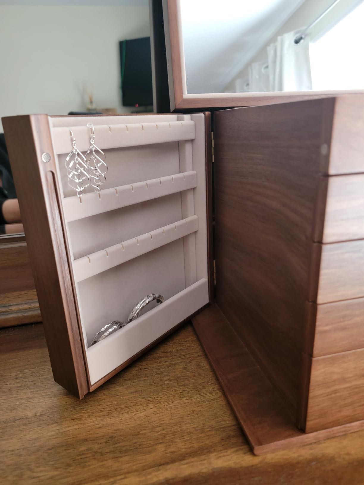 Solid Wood Antique Jewelry Box With Mirror, 5 Drawers and 2 Side Doors ...
