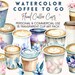To Go Coffee Cup Clipart, Watercolor Clip Art, Floral Cafe Paper Cups ...