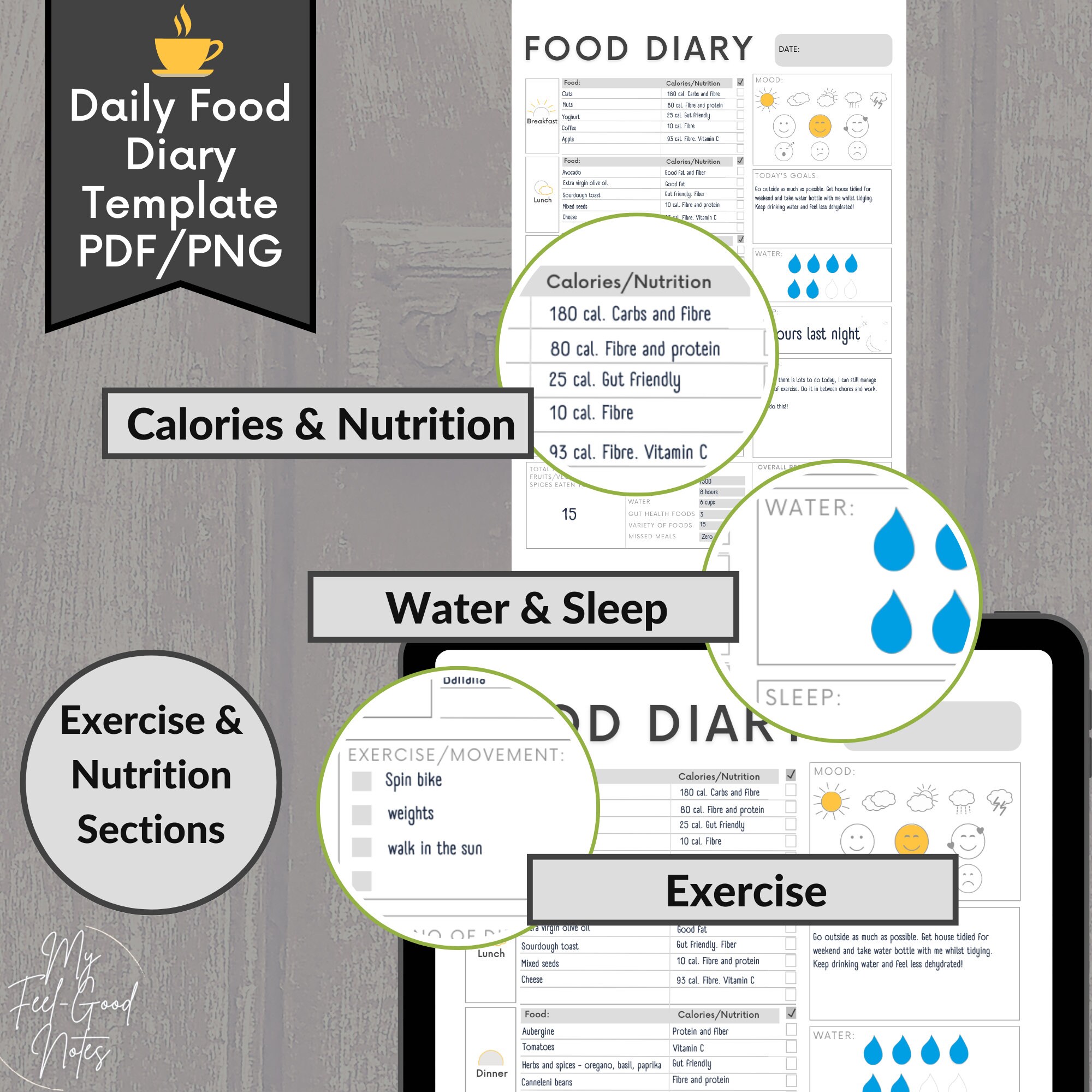 Food Diary Template Printable PDF Daily Food Journal - Etsy
