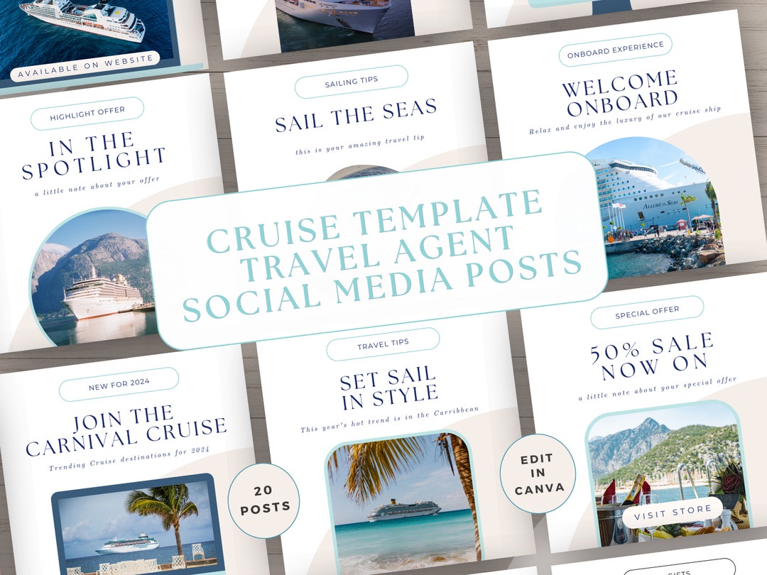 Travel Agent Social Media Posts Bundle Template, Cruise Flyer Posts ...