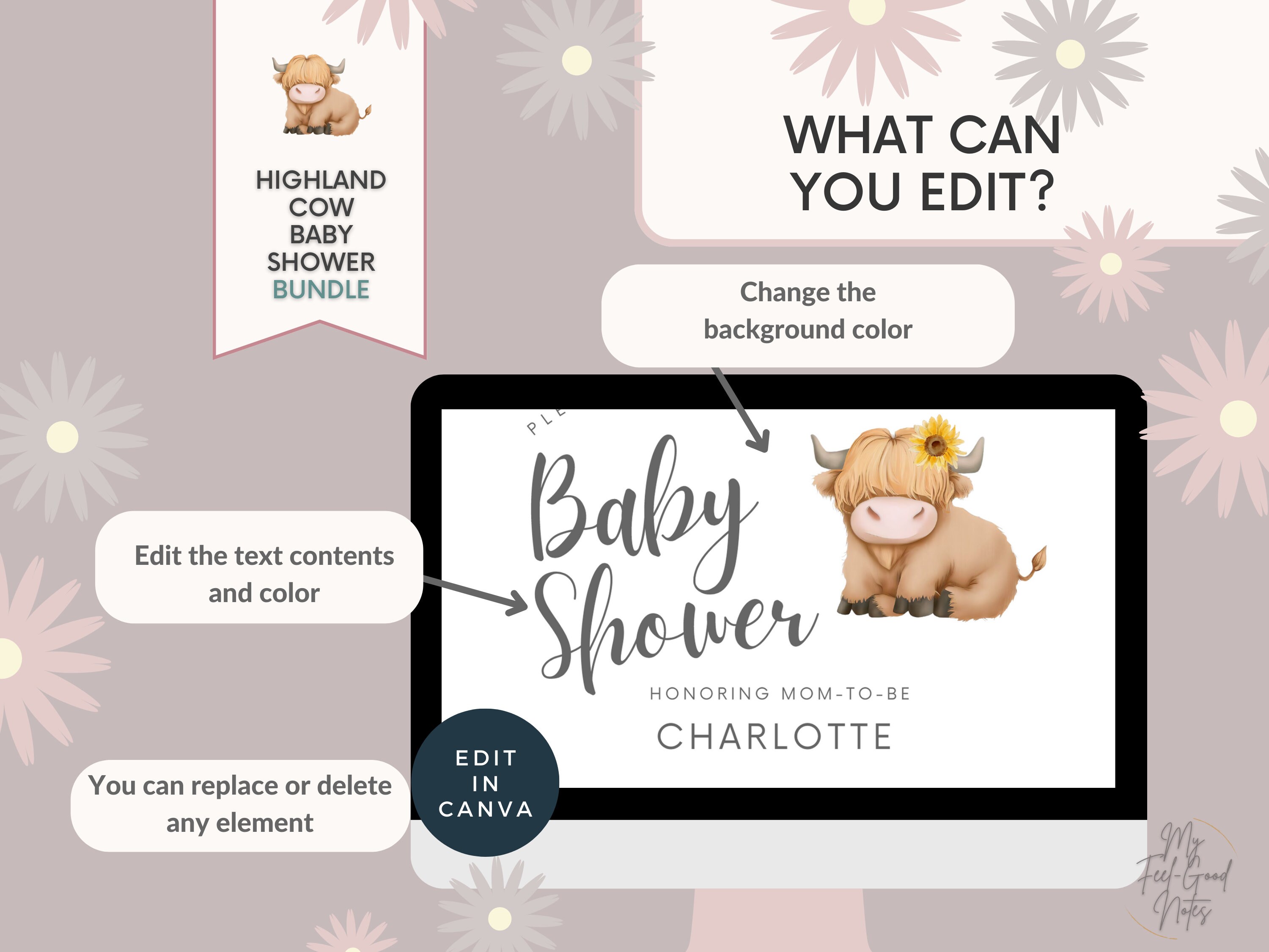 Highland Cow Baby Shower Bundle, Baby Shower Game Bundle, Holy Cow ...
