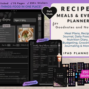 Digital Meal Planner and Recipe Book, Food Journal Goodnotes Planner ...