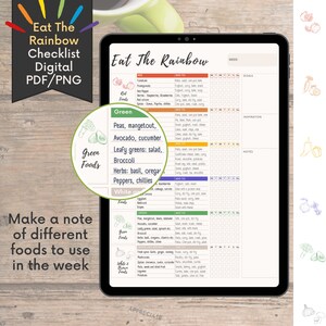 Eat the Rainbow Checklist Goodnotes | Healthy Food Tracker | Meal ...