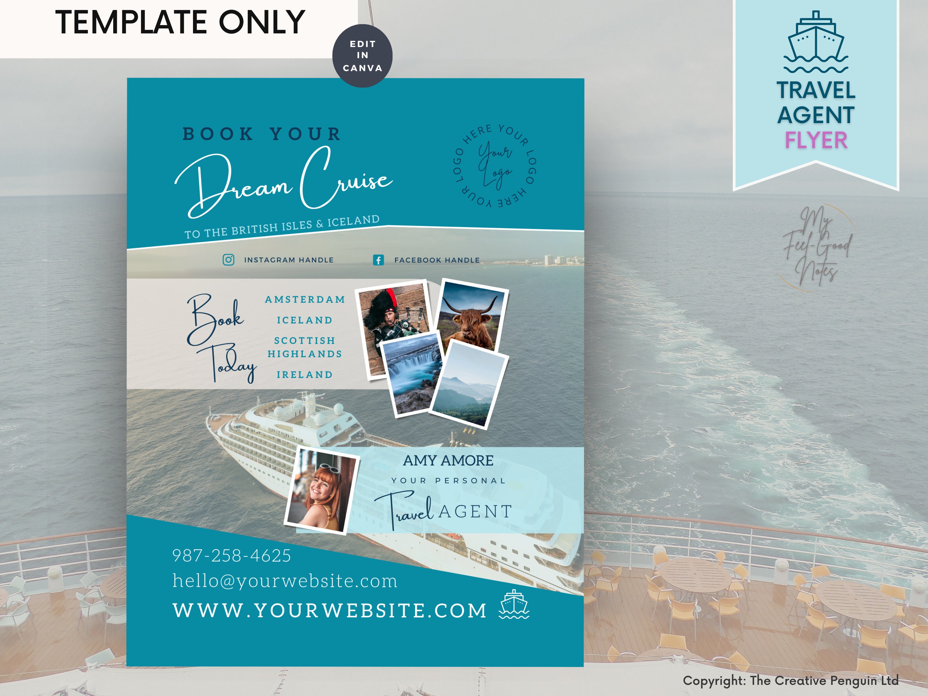 Travel Itinerary Template Canva, Cruise Flyer, Editable Premade Diy E ...