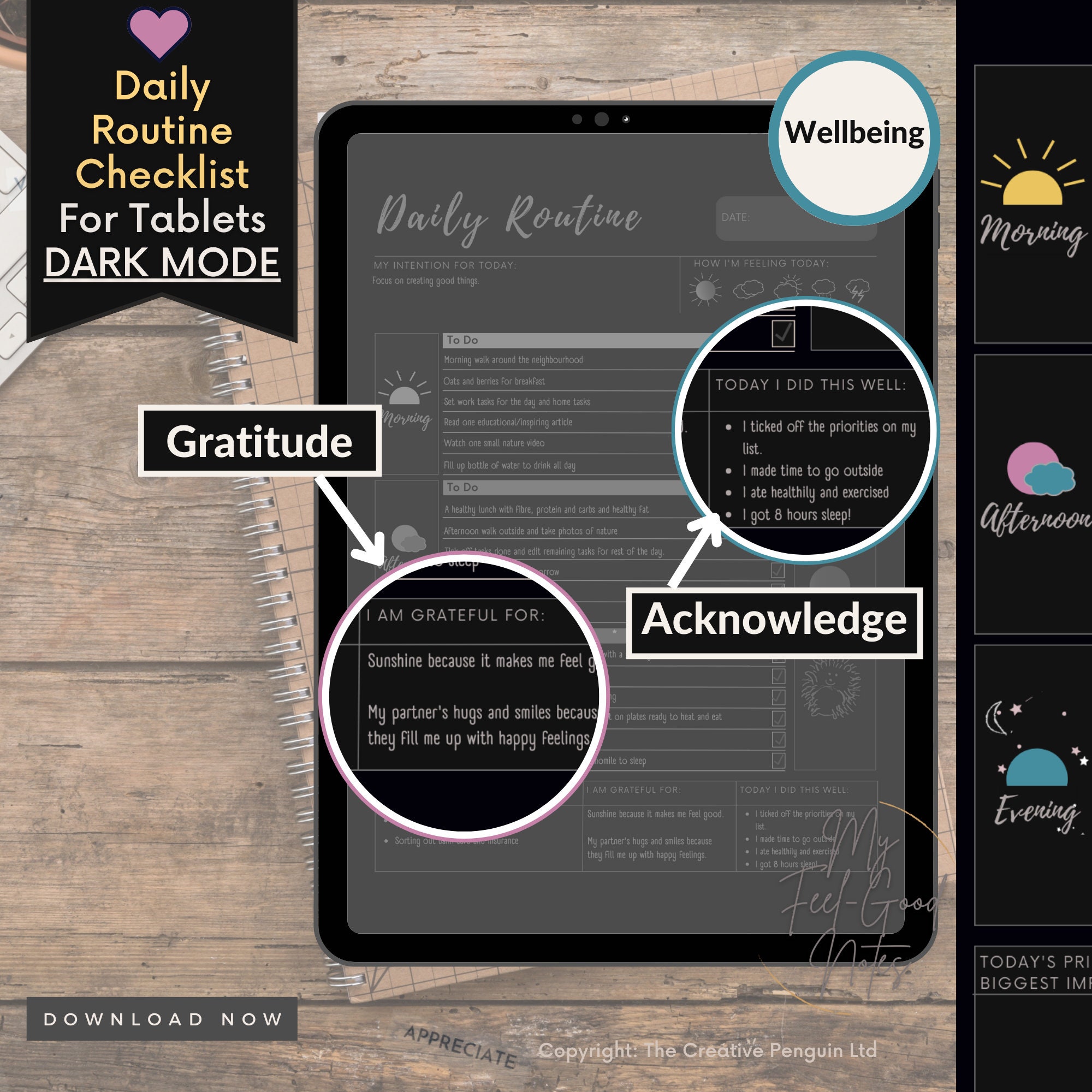 2023 Digital Planner Goodnotes Dark Mode Planner Daily Routine ...