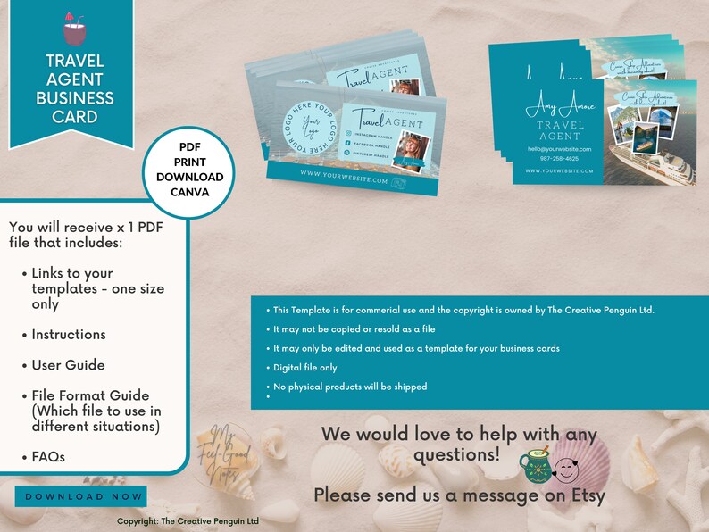 Travel Agency Business Cards Template Travel Advisor Agent - Etsy