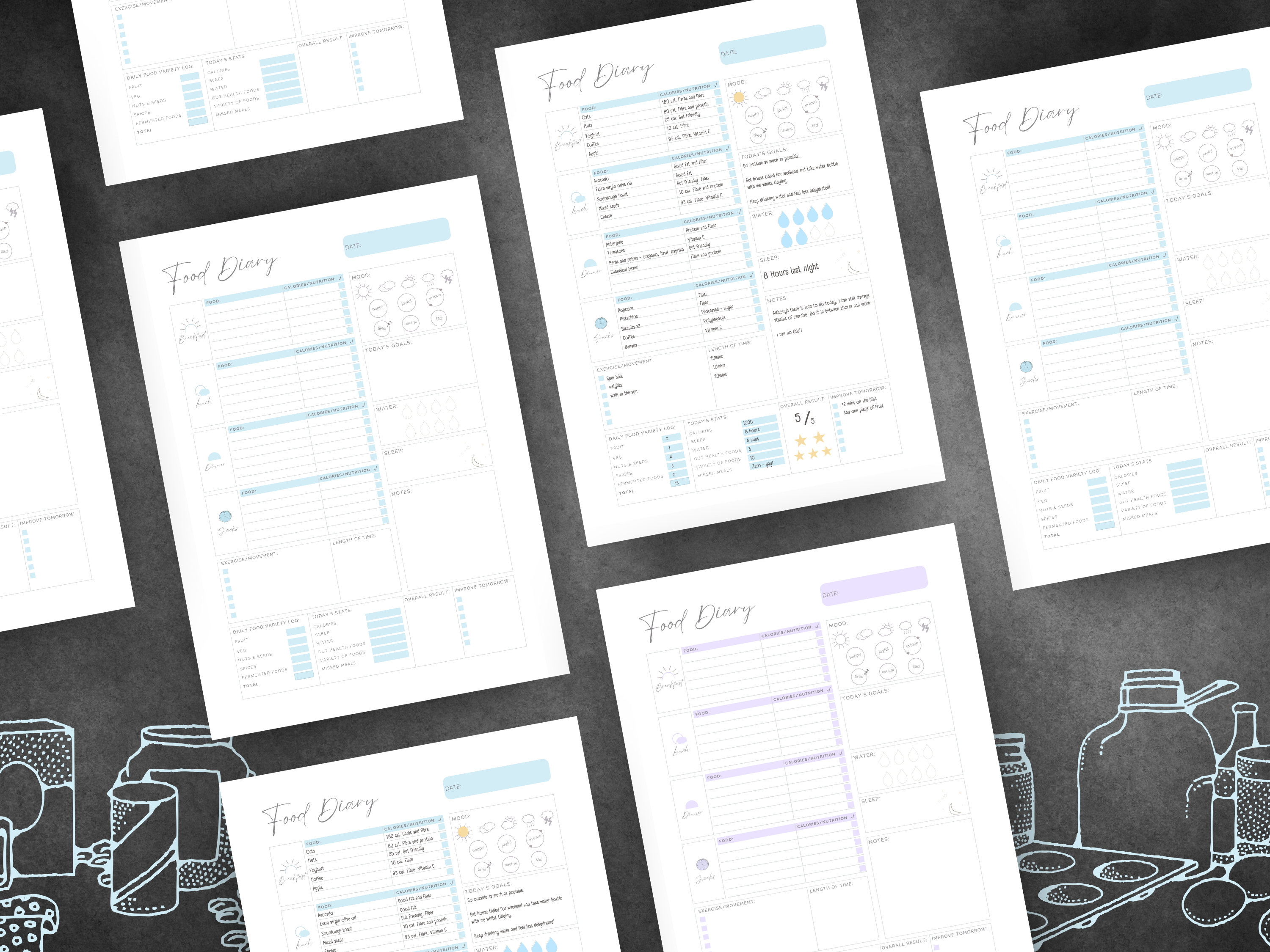 Printable Food Diary Journal Template Daily Meal Planner - Etsy