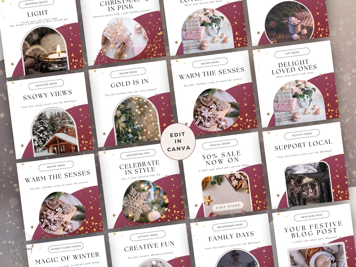 Christmas Social Media Post Canva Template Holiday Engagement - Etsy