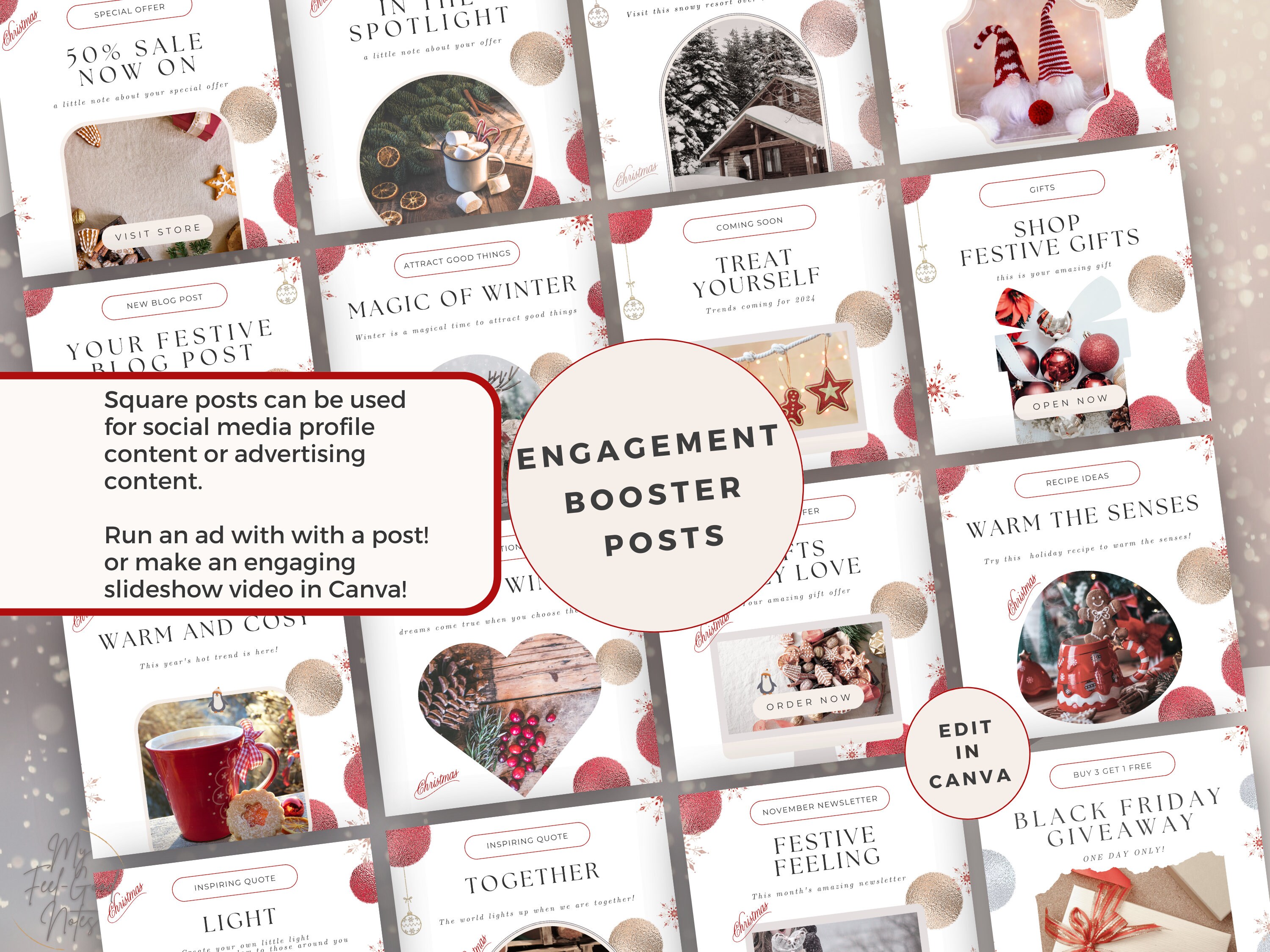 Christmas Social Media Posts for Business Holiday Stories - Etsy UK
