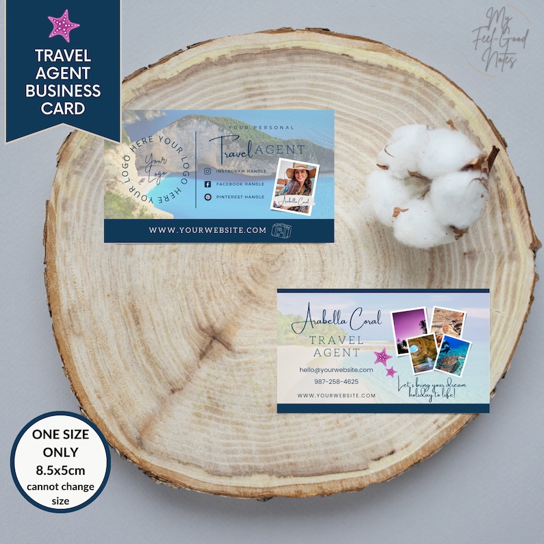 Travel Agent Business Cards Template Travel Consultant - Etsy