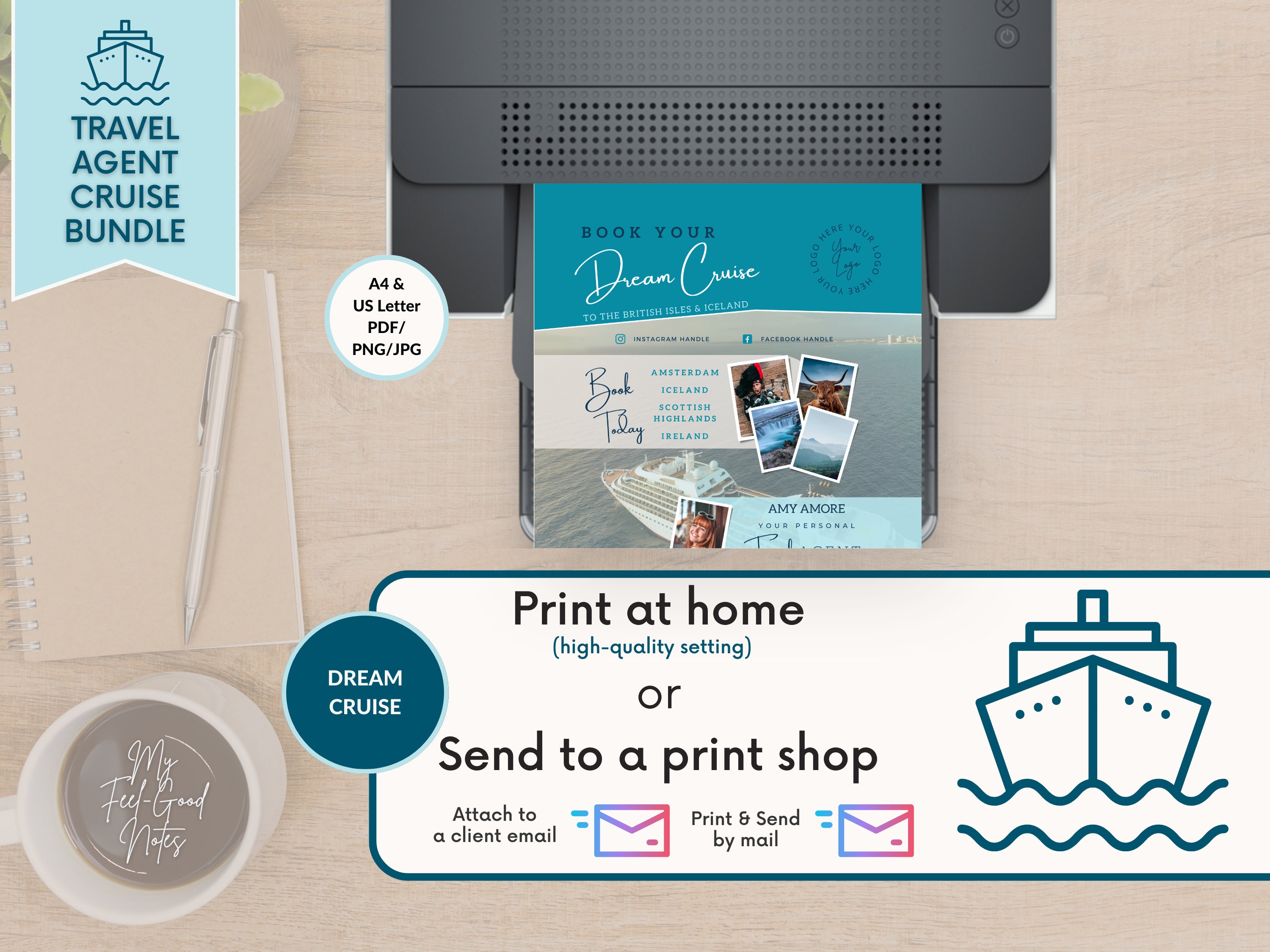 Travel Itinerary Template Canva, Cruise Flyer, Editable Premade Diy E ...