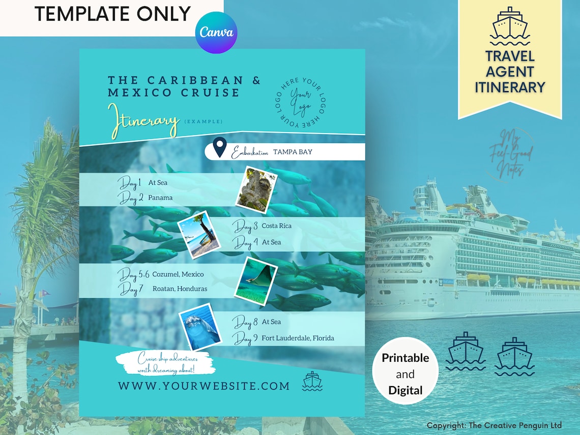 Cruise Flyer Template Travel Agency Itinerary Canva - Etsy