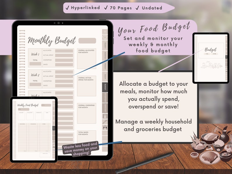 Digital Meal Planner and Recipe Book, Meal Prep, Goodnotes Food Journal ...