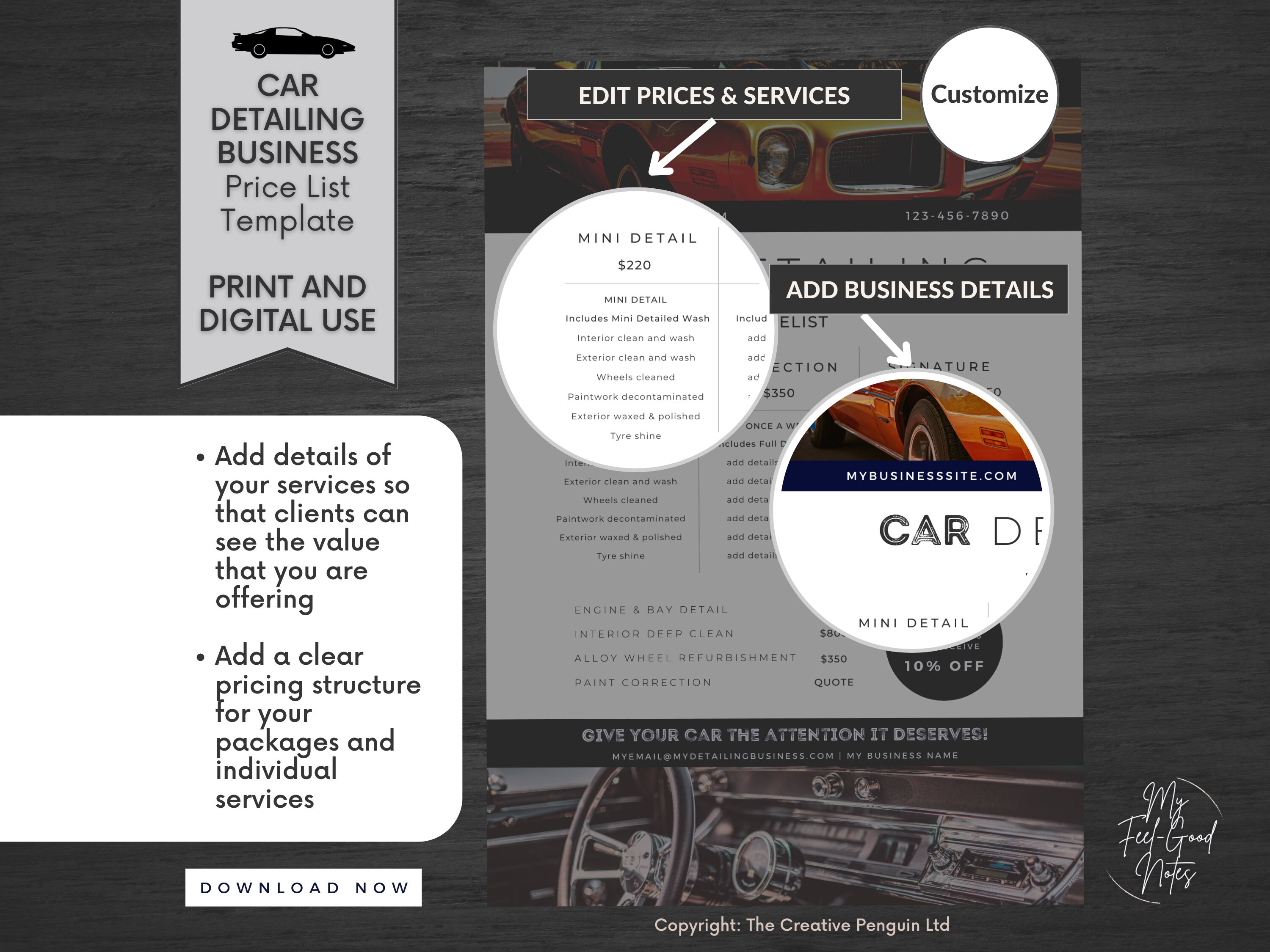 Car Detailing Price List Template Business | Editable Pricing | Canva ...