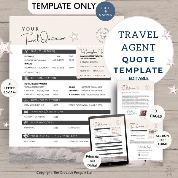 Travel Group Quote Template - Etsy
