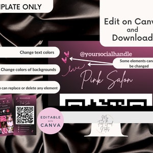 Photos QR Code Business Card Pink Canva Template Beauty - Etsy