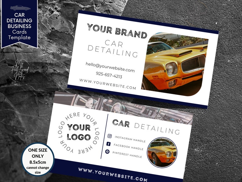 Car Detailing Business Cards Template Editable Canva Logo - Etsy