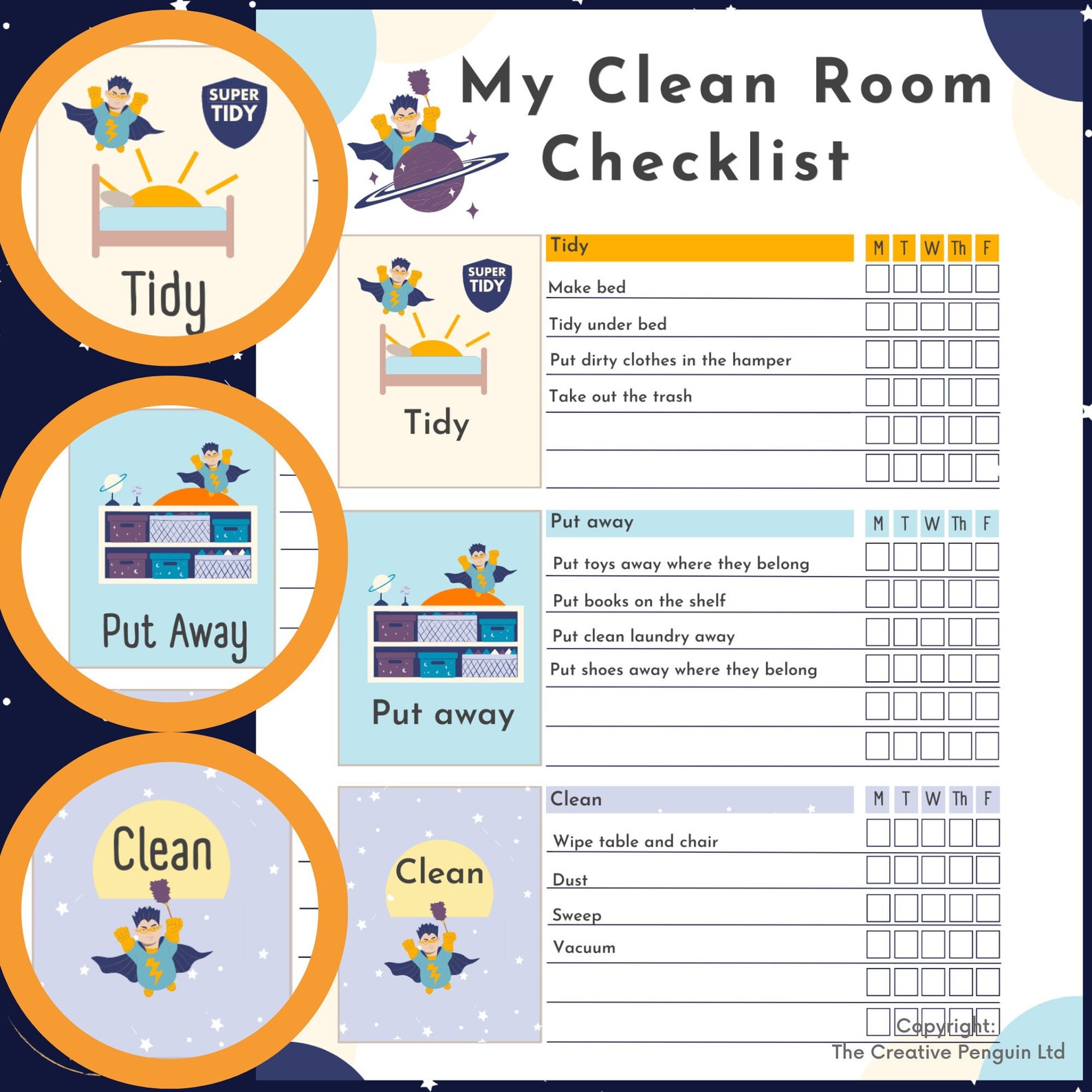 Cleaning Checklist Boy Room | Family Chore Chart for Kids Pictures ...