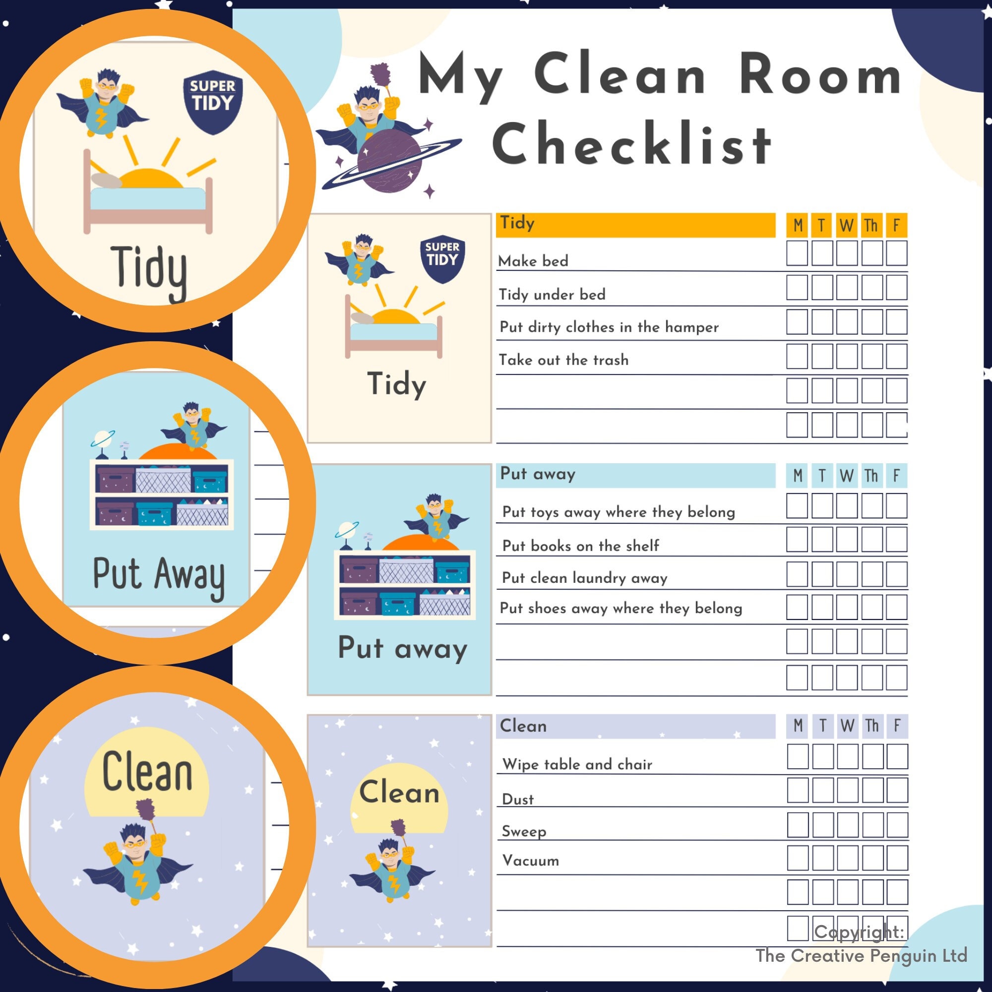Cleaning Checklist Boy Room Family Chore Chart for Kids Pictures Pdf ...