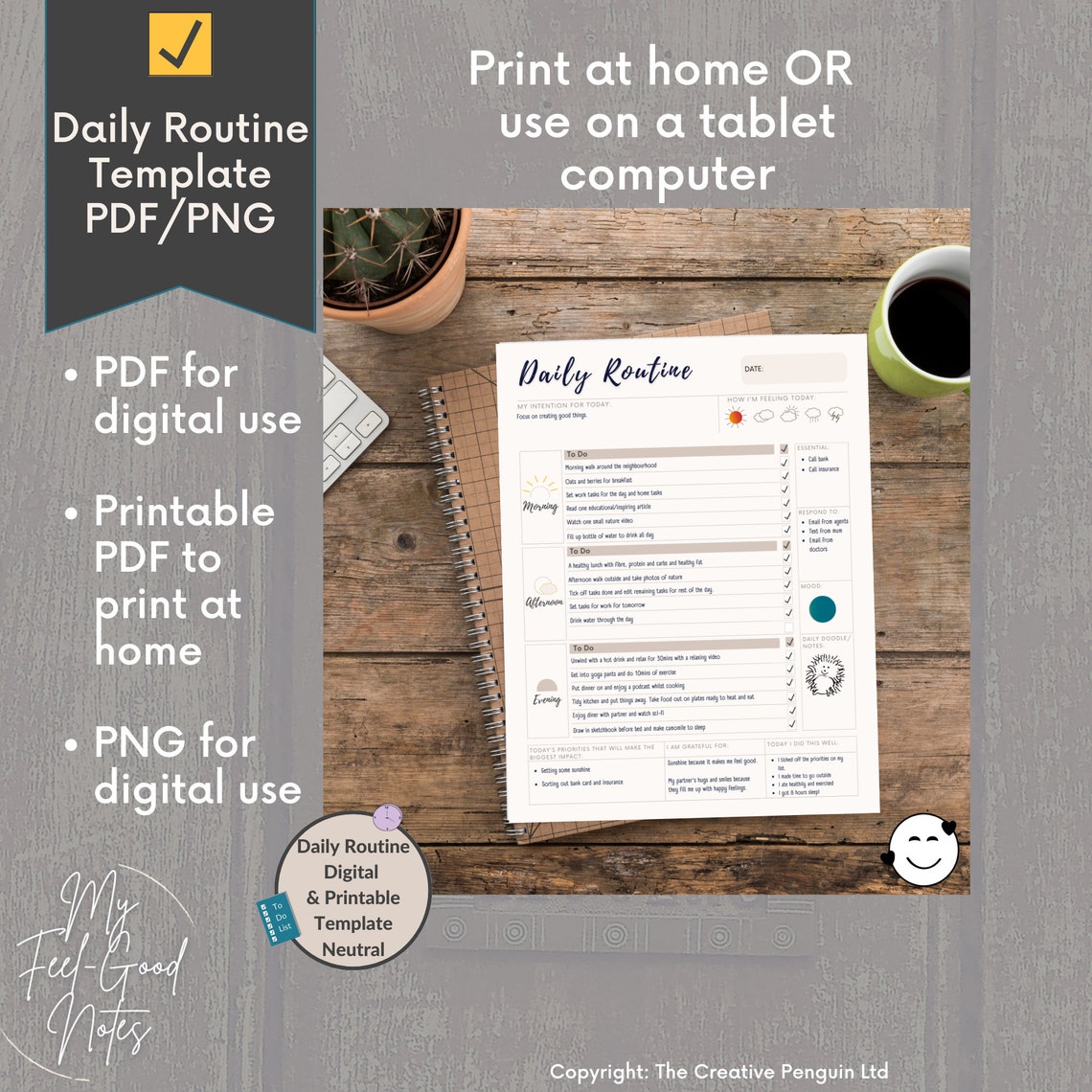 Daily Routine Checklist Adult Daily Routine Tracker A4 and Us Letter ...