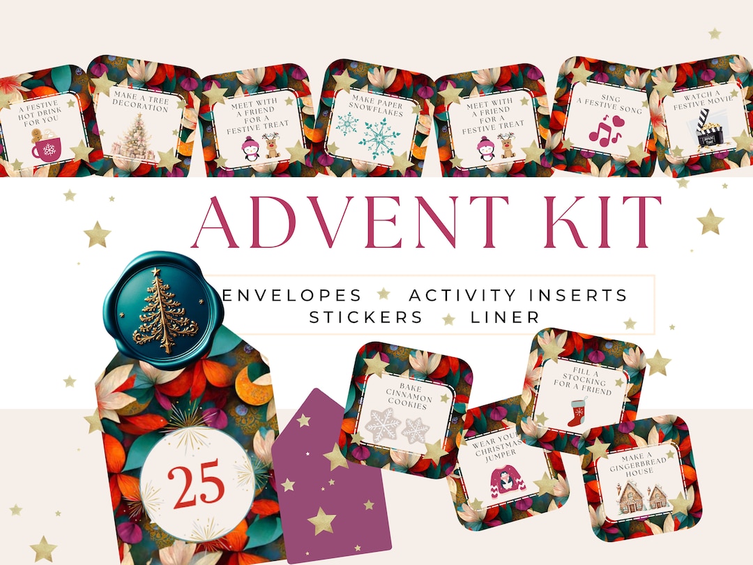 Advent Calendar Digital Kit Printable, Kids DIY Activities Cards ...