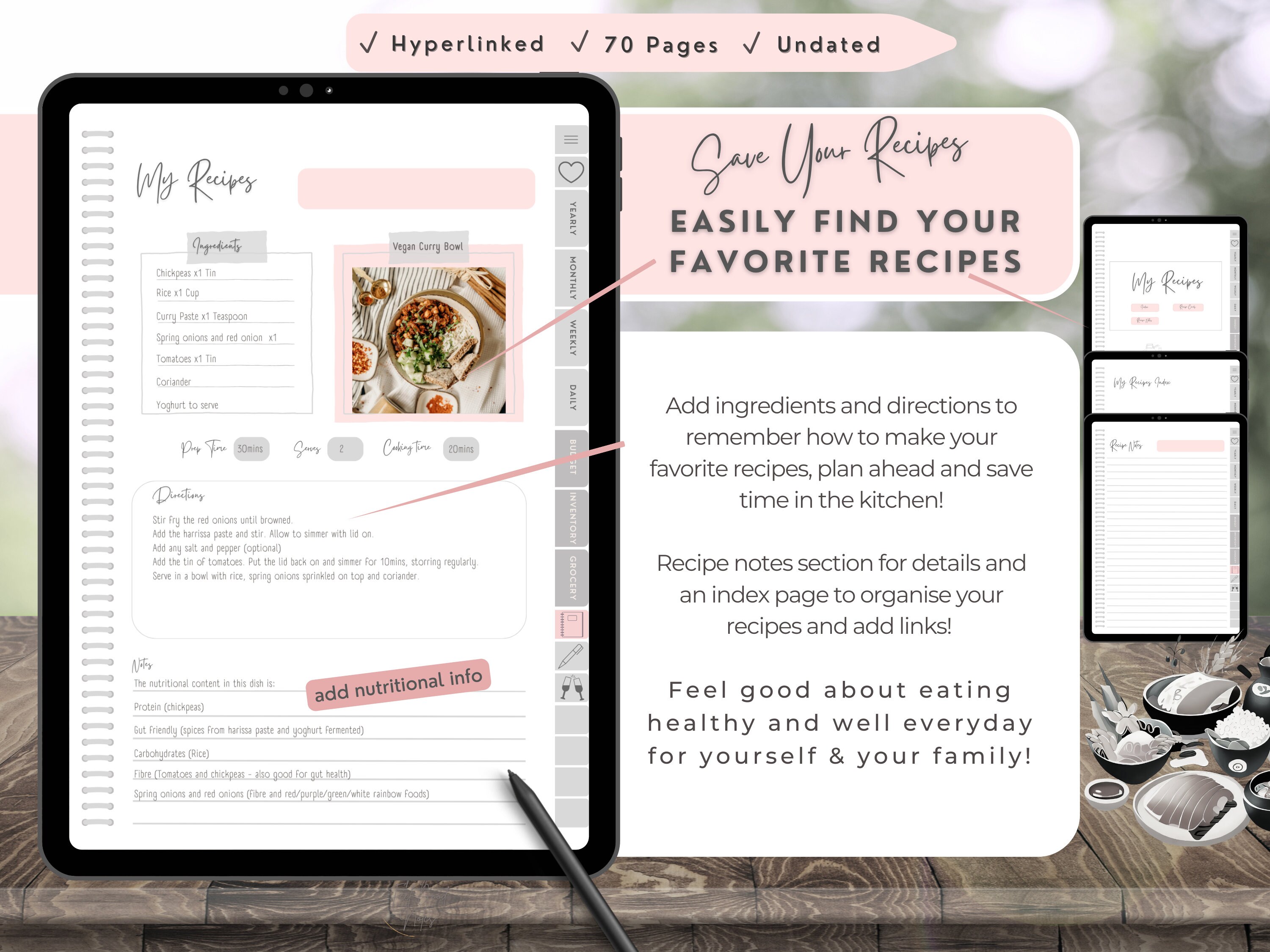 Digital Meal Planner and Recipe Book Goodnotes, Hyperlinked Meal Prep ...