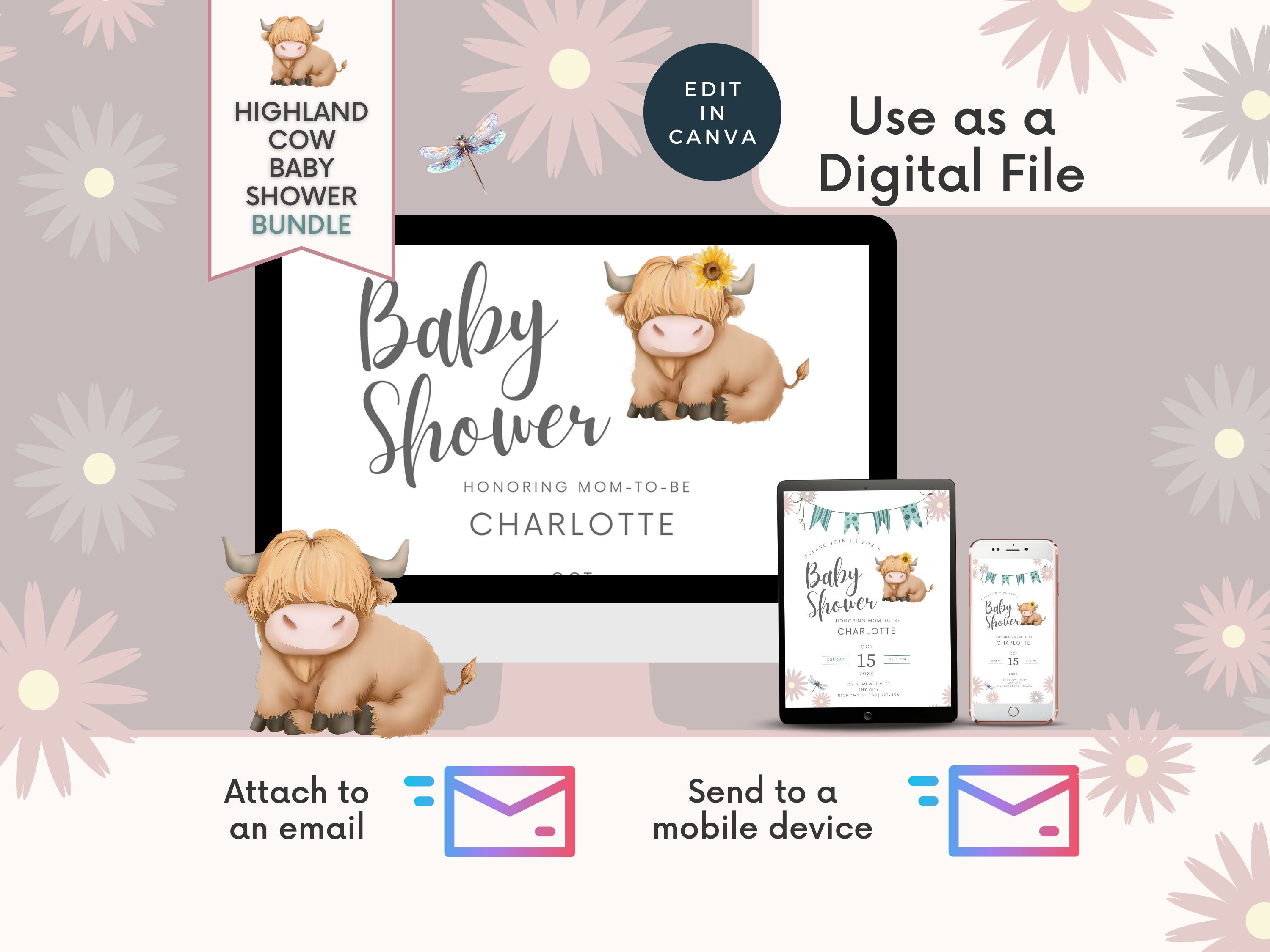 Highland Cow Baby Shower Bundle, Baby Shower Game Bundle, Holy Cow ...