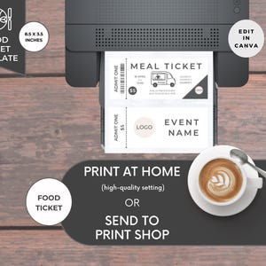 Food Truck Meal Ticket Template, Wedding Editable Event Voucher, Pizza ...
