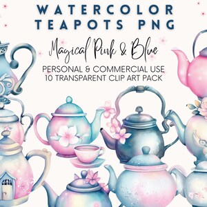 Watercolor PNG Teapot, Clipart, Tea Cup Art, Tea Party PNG, Individual ...