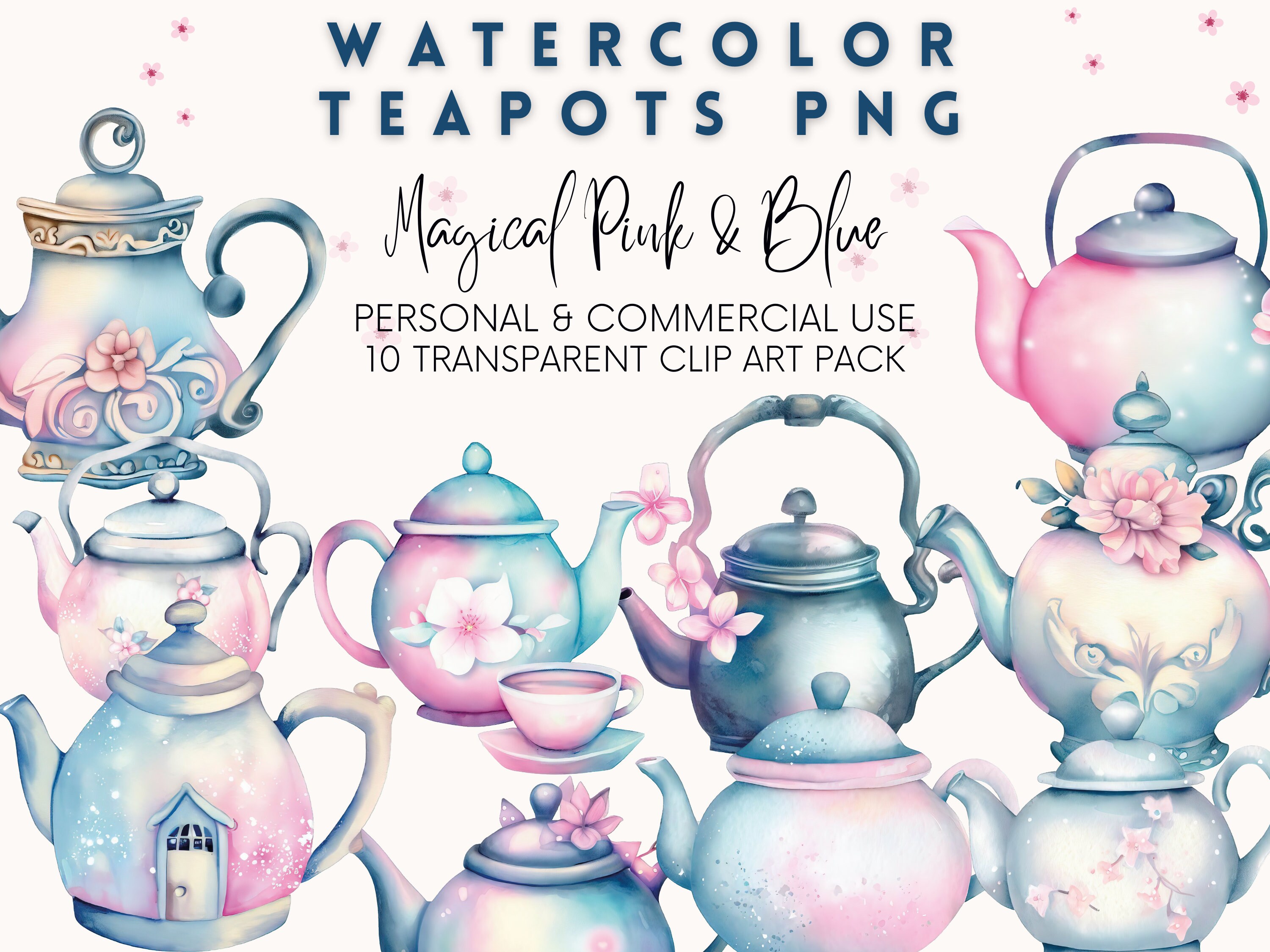 Watercolor PNG Teapot, Clipart, Tea Cup Art, Tea Party PNG, Individual ...