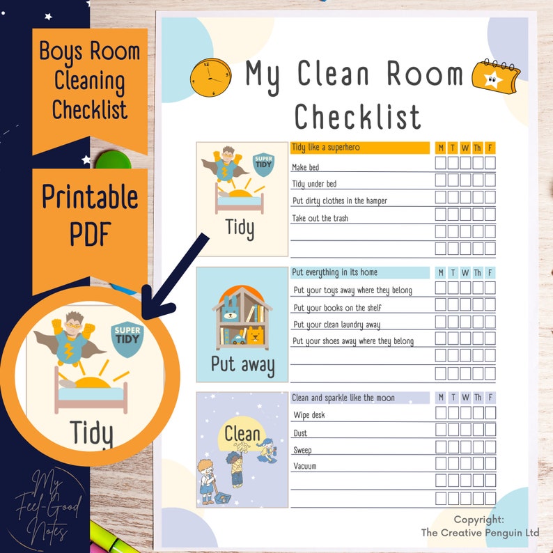 Cleaning Checklist Boy Room | Family Chore Chart for Kids Pictures ...