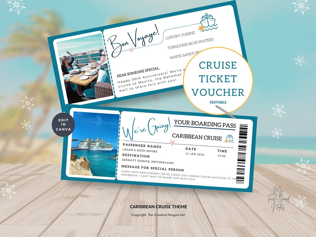 Vacation Voucher Cruise, Boarding Pass Gift Certificate, Printable ...