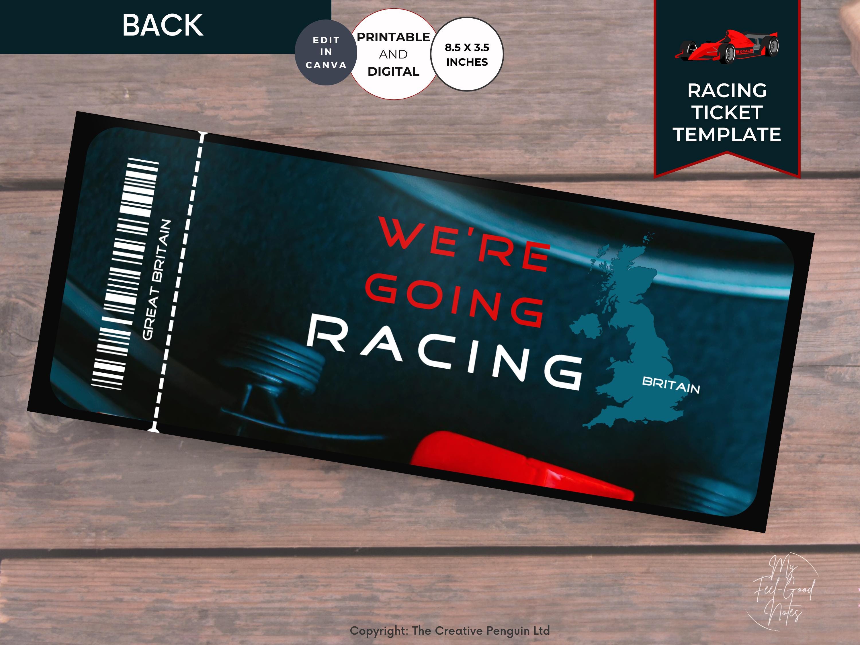 Race Car Tickets, Racing Template, Motorsport, Gift Certificate ...