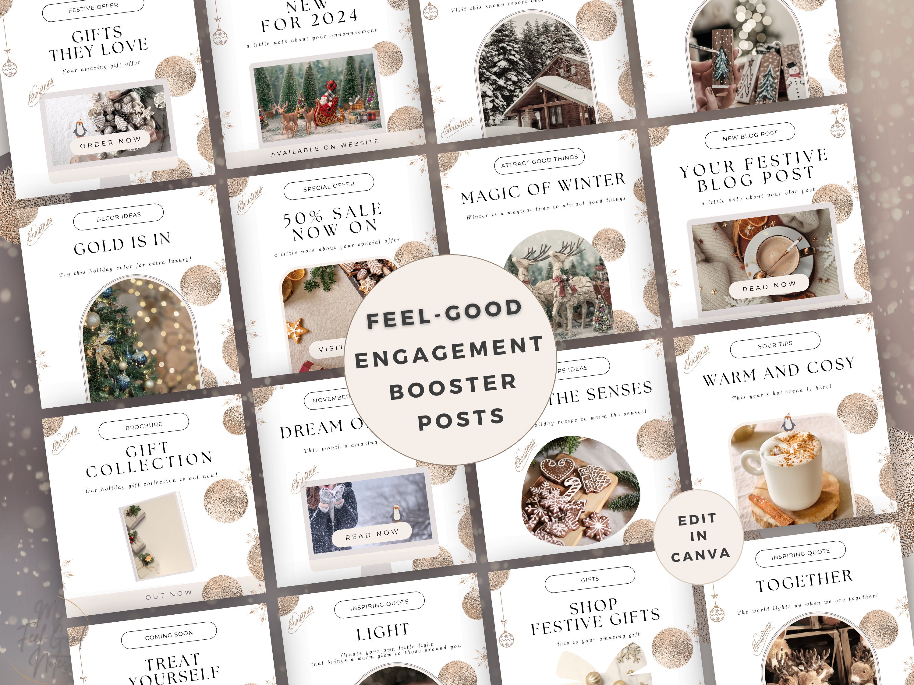 Christmas Social Media Posts for Business, Holiday Stories Editable ...