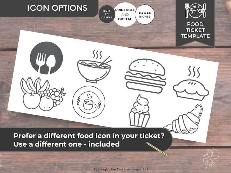 Meal Ticket Template, Food Truck, Editable Event Voucher, Restaurant ...