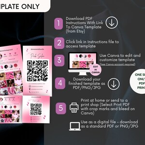 Photos QR Code Business Card, Beauty Pink Canva Template, Influencer ...