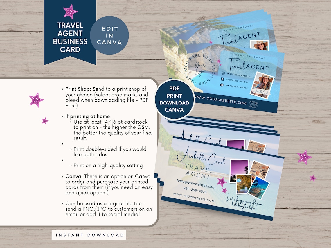 Travel Agent Business Cards Template, Photo Card Logo Booth, Starter ...