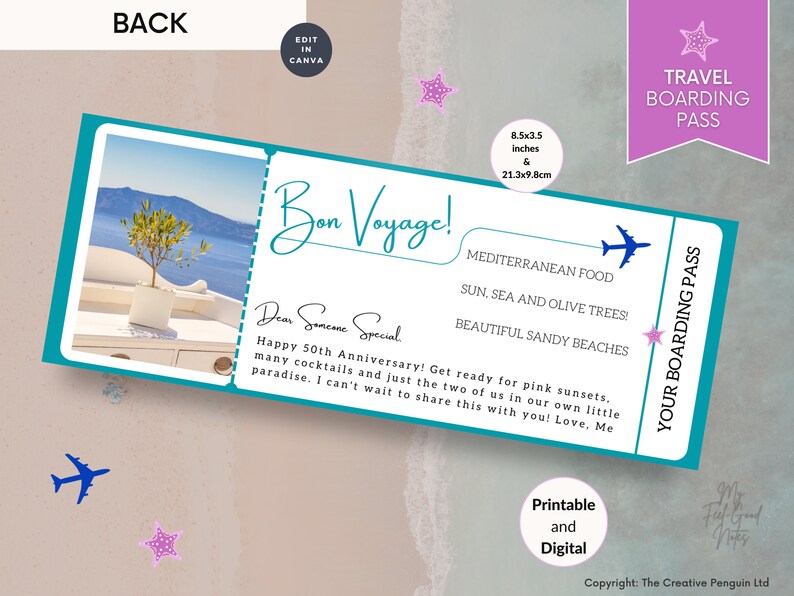 Greece Boarding Pass Template Instant Download Canva, Printable Fake ...
