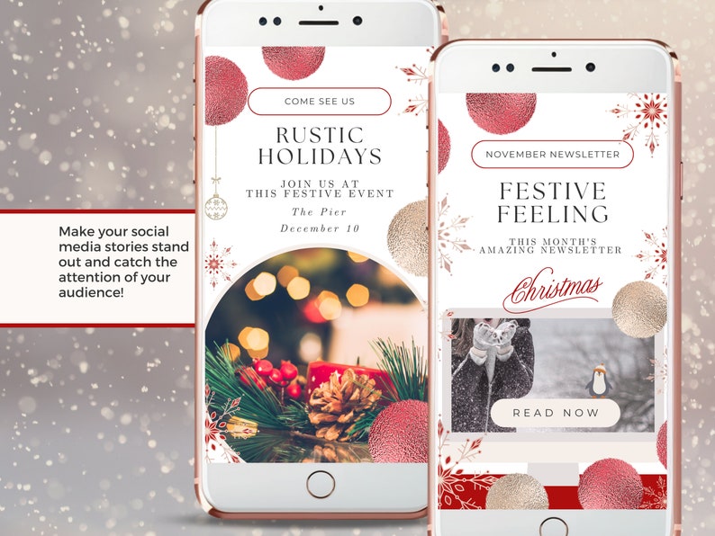 Christmas Social Media Posts for Business, Holiday Stories Editable ...