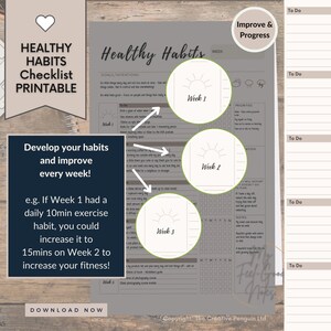 Daily Habit Tracker Printable Healthy Habits Checklist - Etsy