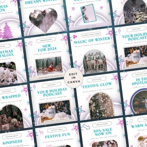 Christmas Social Media Posts for Business, Retro Holiday Stories ...