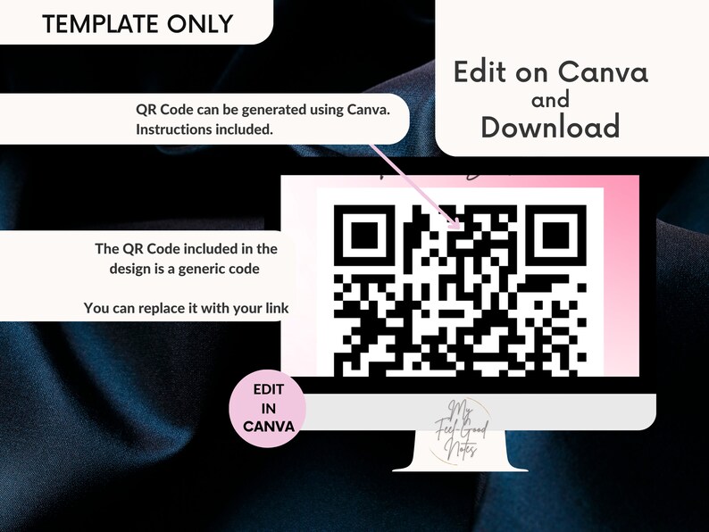 Photos QR Code Business Card Beauty Pink Canva Template - Etsy