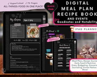 Digital Meal Planner and Recipe Book, Meal Prep, Goodnotes Food Journal ...
