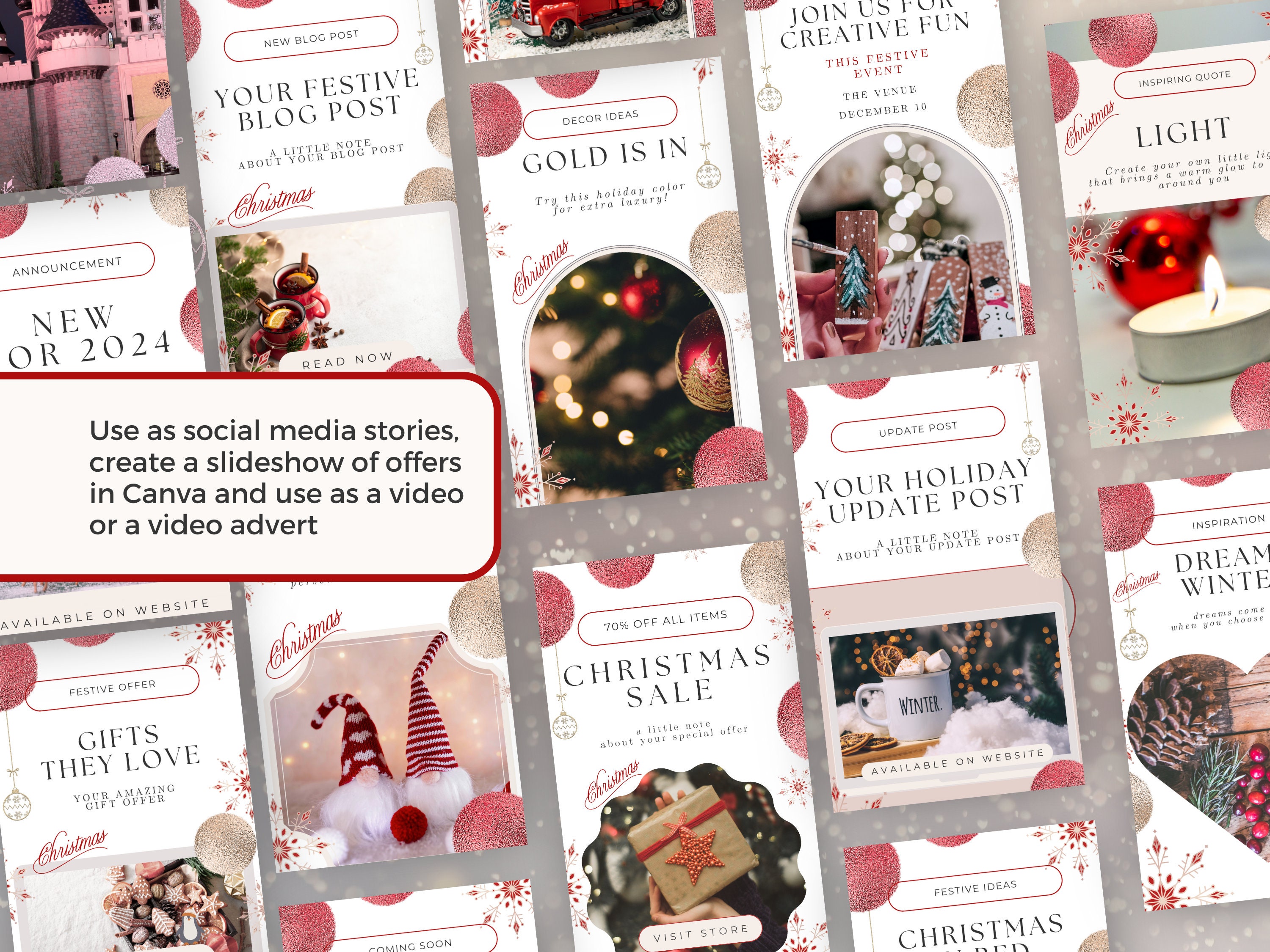Christmas Social Media Posts for Business, Holiday Stories Editable ...