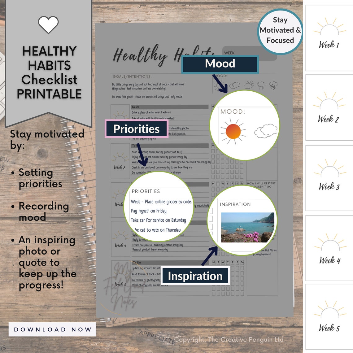 Daily Habit Tracker Printable Healthy Habits Checklist Minimal Grey ...
