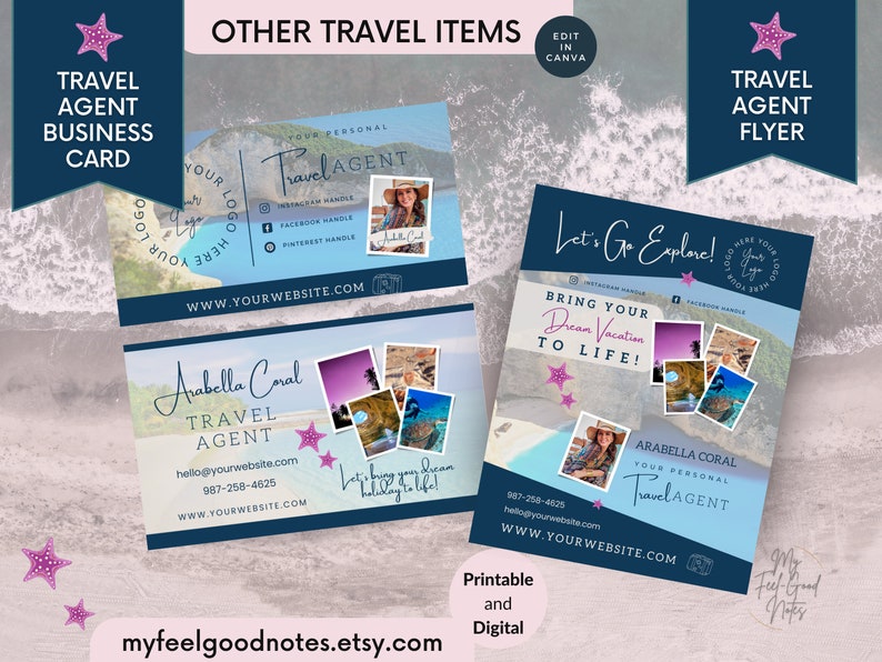 Social Media Posts for Travel Agent, Blogger Content Template, Agency ...