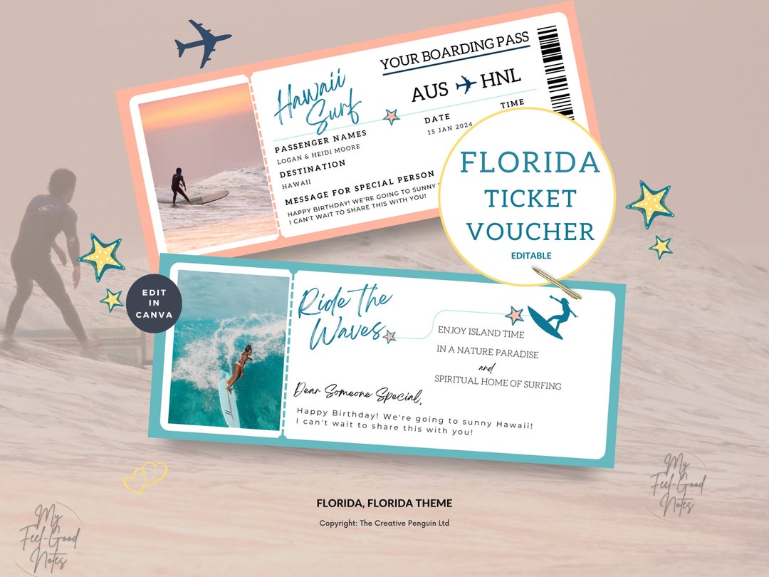 Boarding Pass to Hawaii, Printable Ticket, Surprise Trip, Print at Home ...